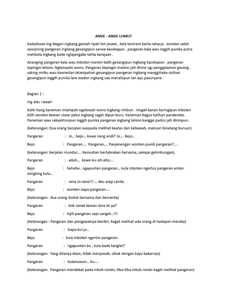 Petualangan Pangeran Ande-ande Lumut | PDF