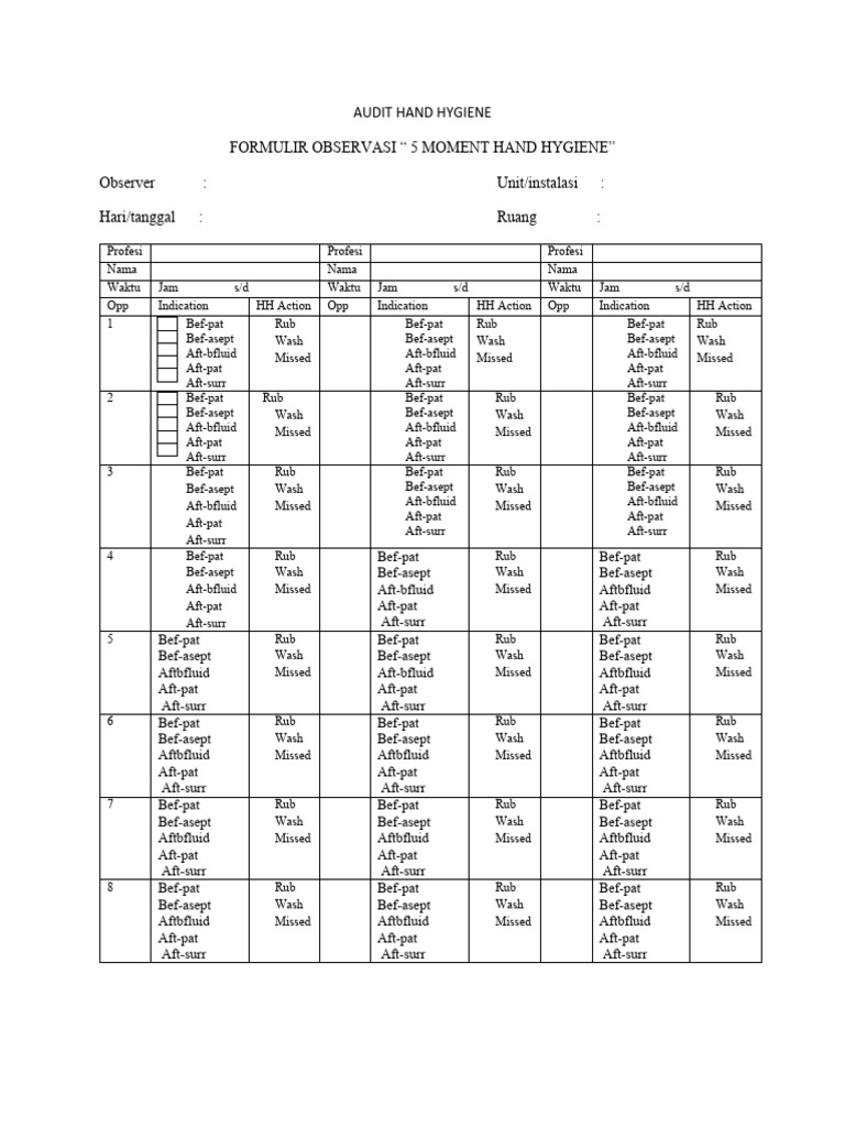 Audit Hand Hygiene | PDF | Medical Treatments | Medicine