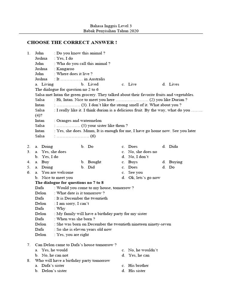 Bahasa Inggris Level 3 KMSI | PDF