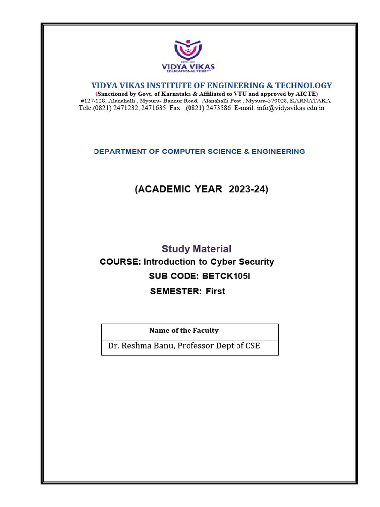 Cyber Security Module-1 Notes | PDF | Spamming | Phishing