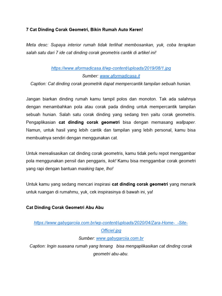 7 Cat Dinding Corak Geometri | PDF