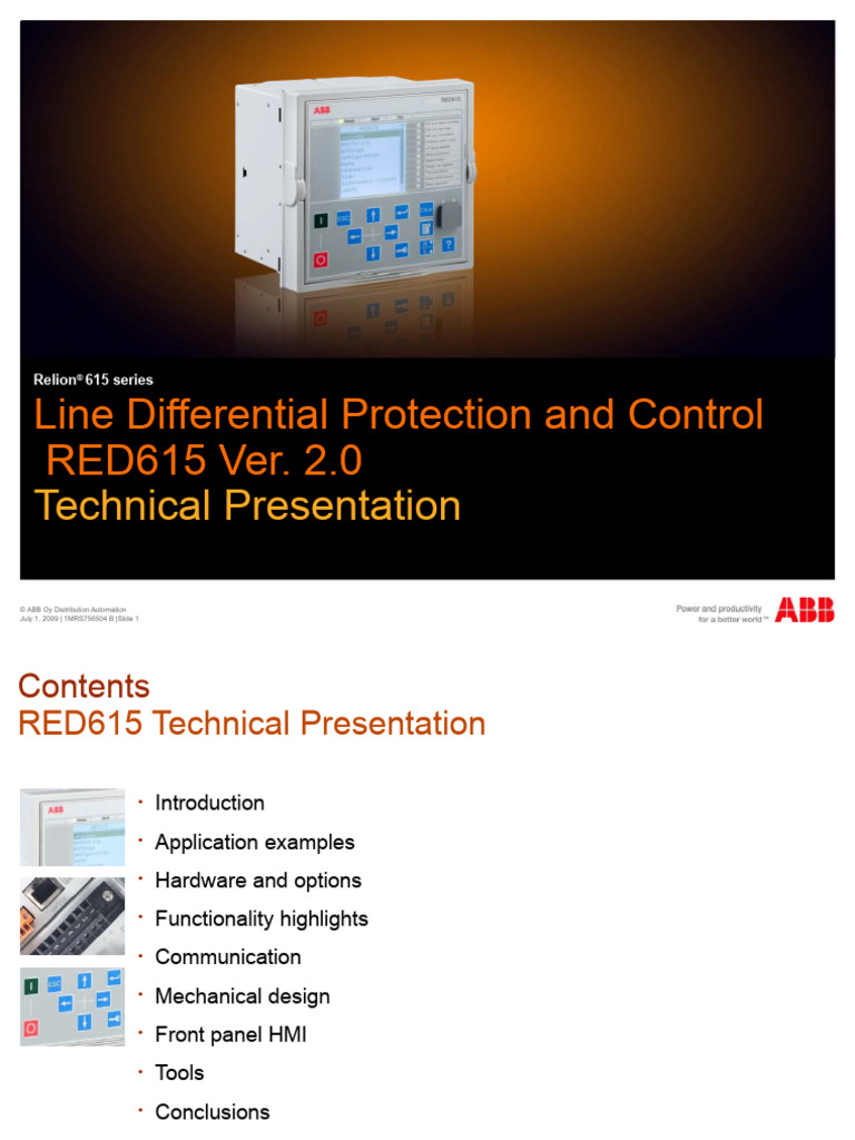 Red615 Technical Presentation | PDF | User Interface | Transformer
