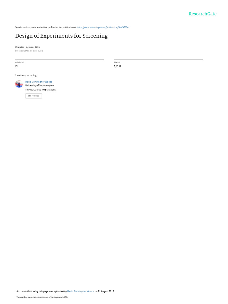 Design of Experiments For Screening | PDF | Dependent And Independent Variables | Sensitivity ...