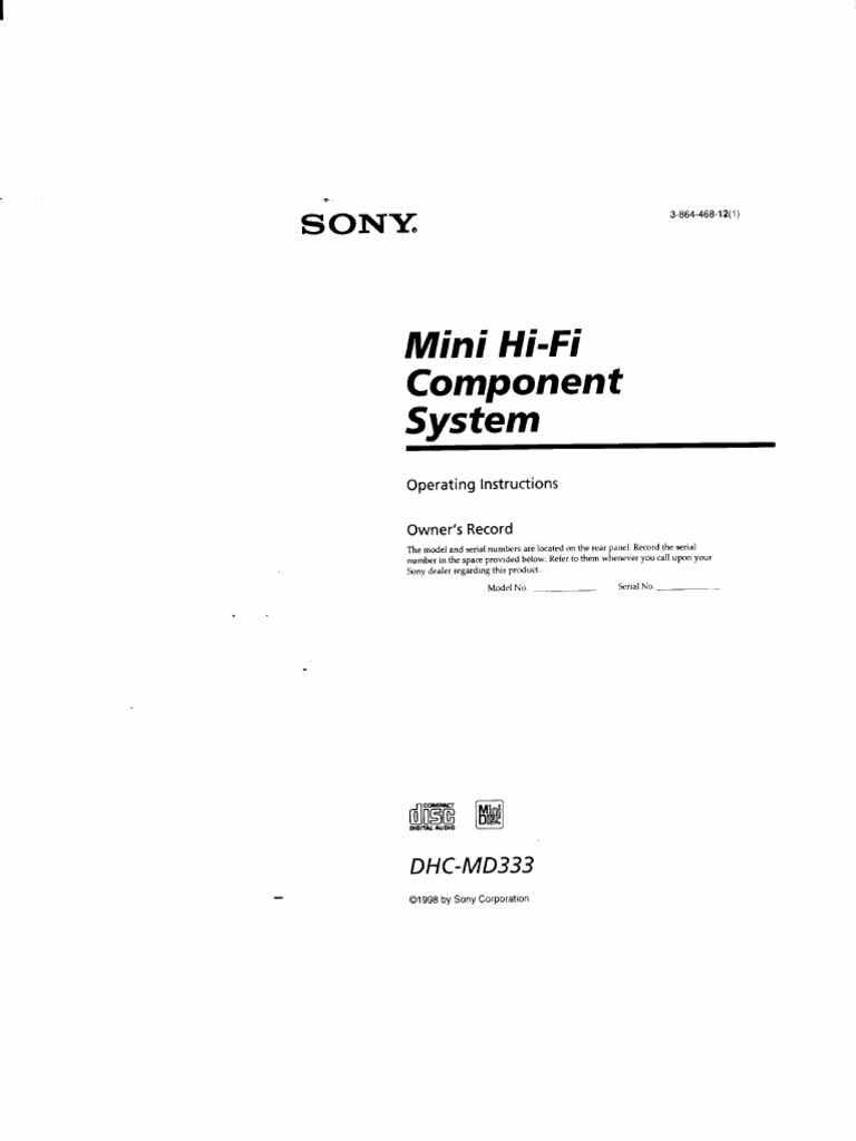 Sony Dhc-md333 W0003272M Service Manual | PDF