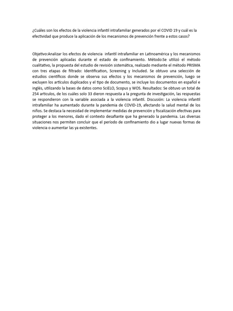 Cuáles Son Los Efectos de La Violencia Infantil Intrafamiliar Generados ... Cuáles Son Los Efectos de La Violencia Infantil Intrafamiliar Generados ...