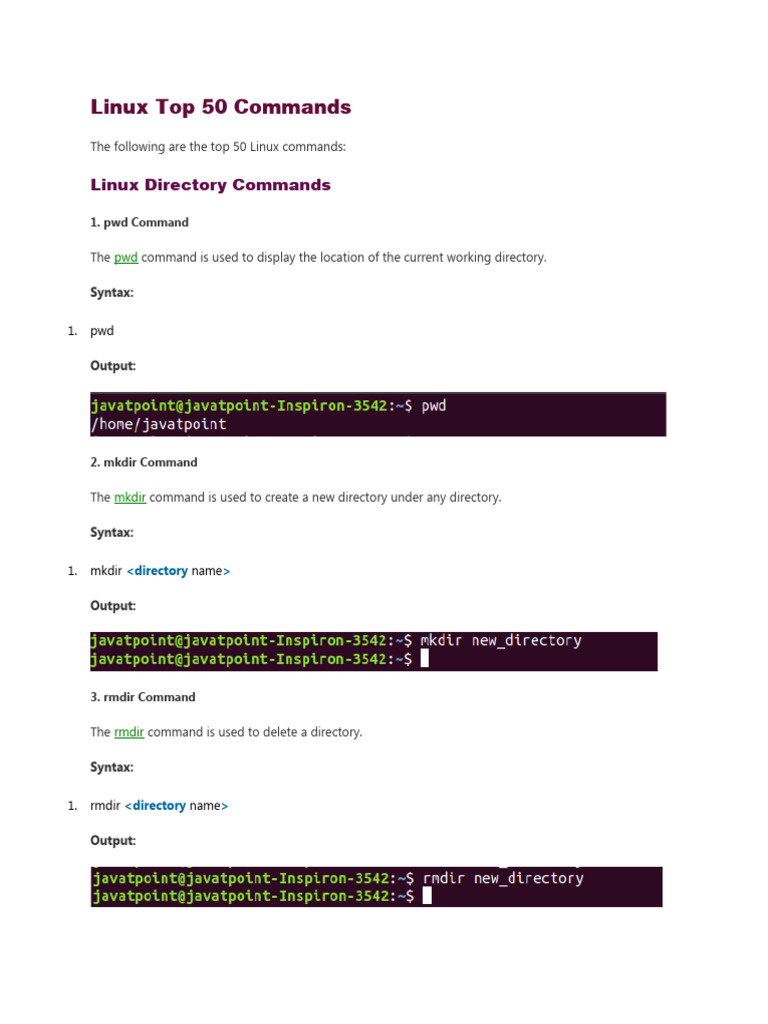 Linux Top 50 Commands | PDF
