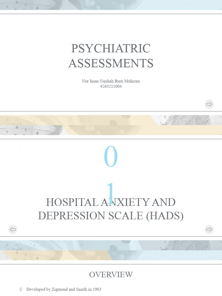 HADS & CRI Assessments | PDF | Anxiety Disorder | Major Depressive Disorder