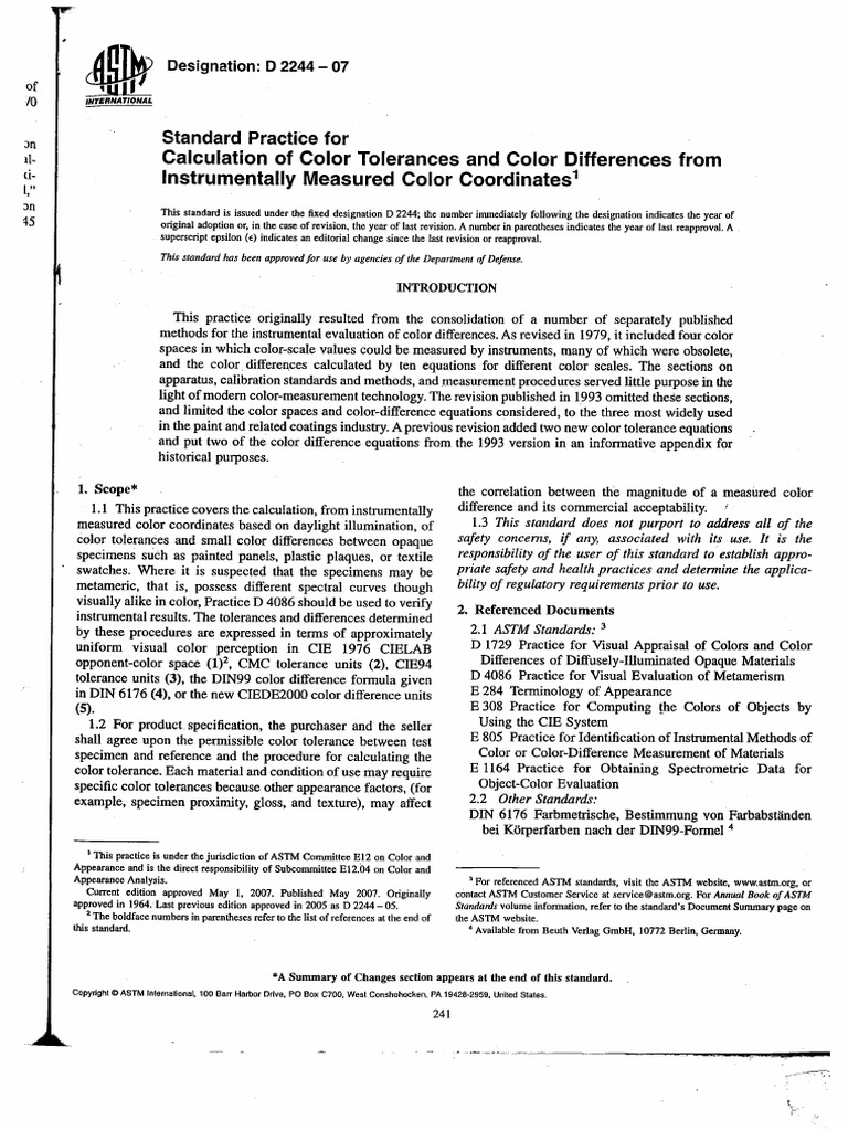 ASTM D 2244 - 07C Color Differences | PDF ASTM D 2244 - 07C Color Differences | PDF