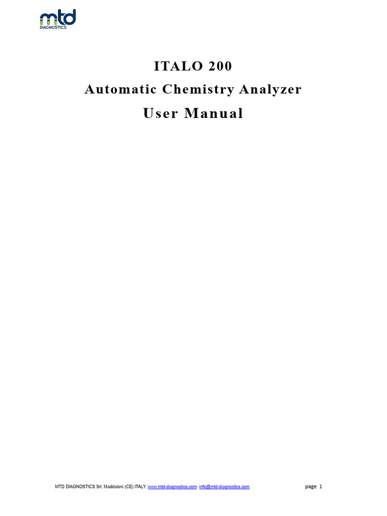 Italo 200 User Manual | PDF | Absorbance | Physical Sciences