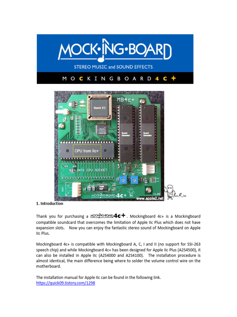 Mockingboard 4c+ Installation Manual | PDF | Electrical Connector | Video Game Platforms