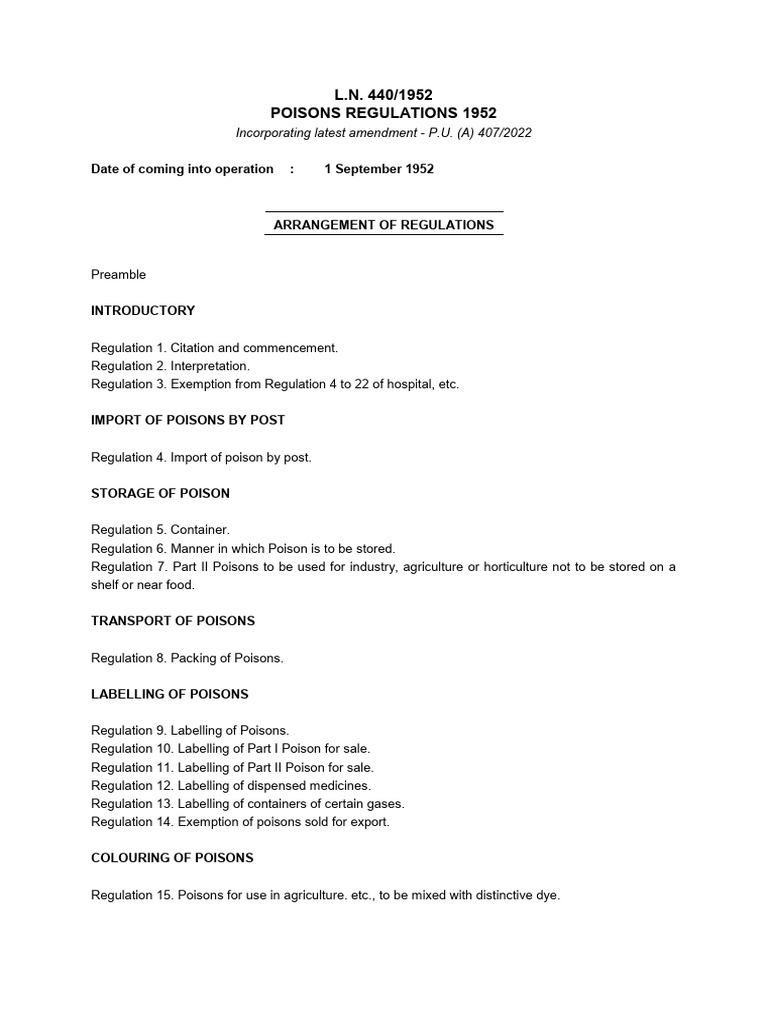 Poisons Regulations 1952 Malaysia | PDF | License | Hospital