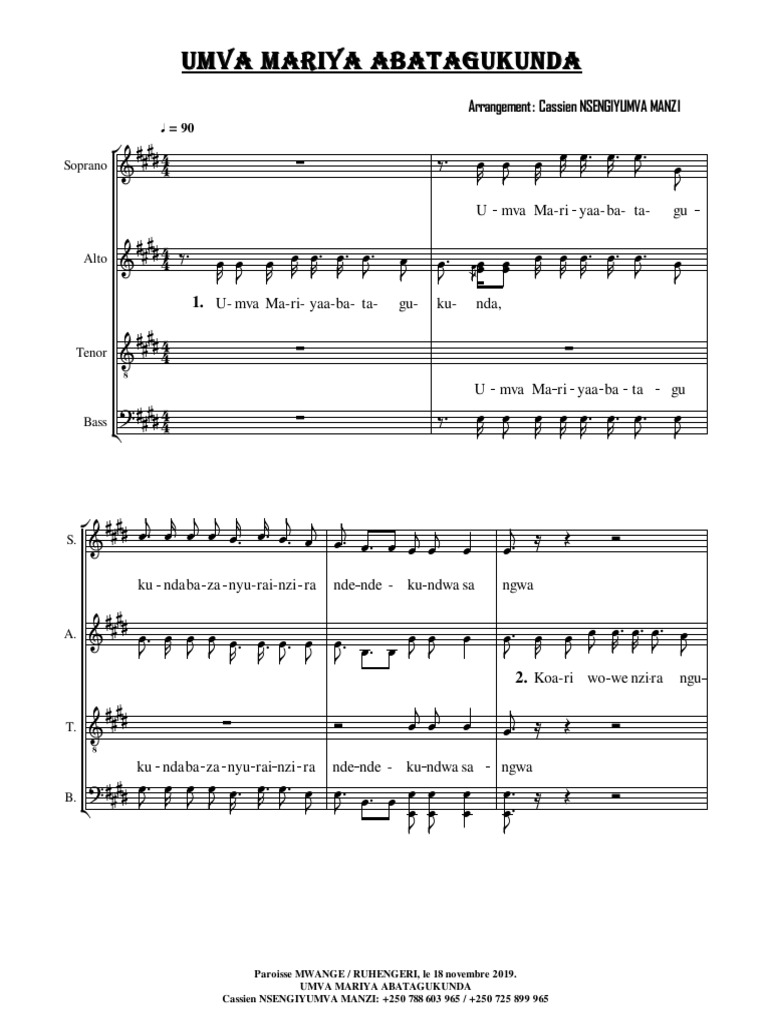 Umva Mariya Abatagukunda | PDF | Singing | Vocal Music