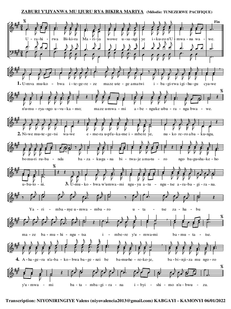 Urahirwa Bikira Mariya (Zaburi Y'ijyanwa Mu Ijuru Rya Bikira Mariya) | PDF