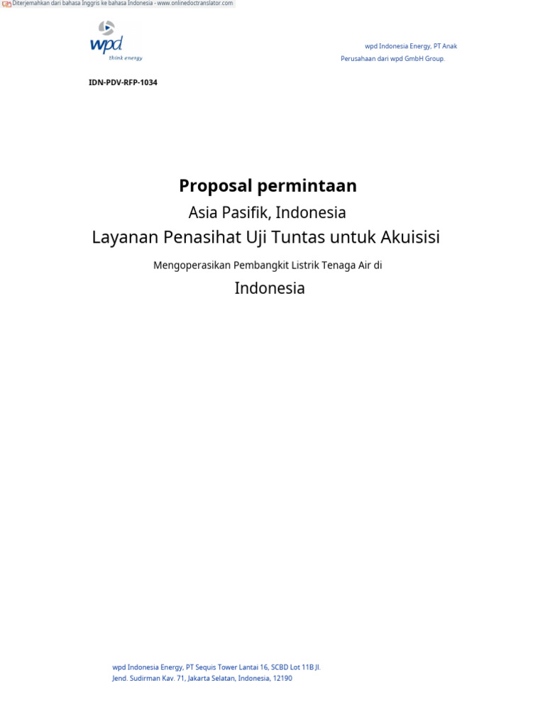 IDN-RFP-Hydropower-Due Diligence Advisory-00.en - Id | PDF