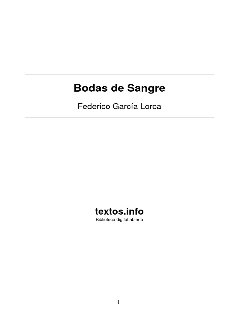 Federico Garcia Lorca - Bodas de Sangre | PDF | Novela negra, policíaca ...