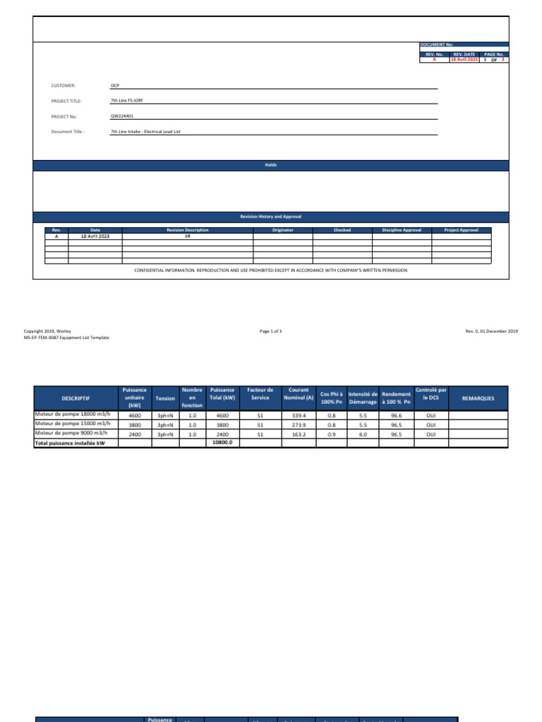 7th Line Intake - Electrical Load List | PDF
