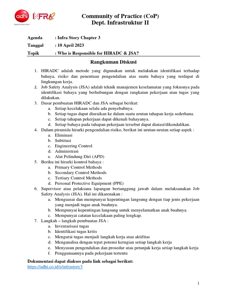 02 Notulen - Who Is Responsible For HIRADC & JSA | PDF | Seni | Teknologi & Rekayasa