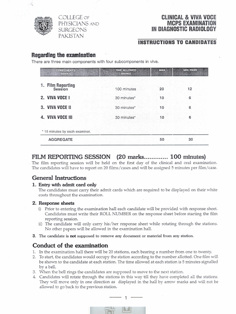 MCPS in Diaginostic Radiology Clinical Exam | PDF