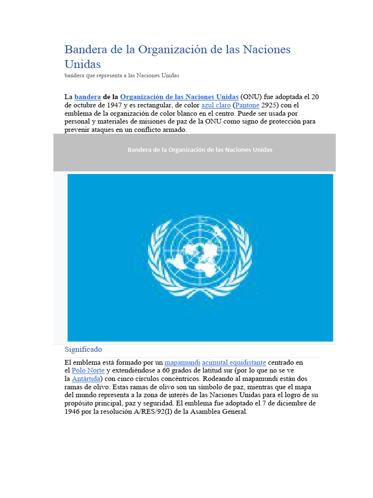 Bandera de La Onu | PDF