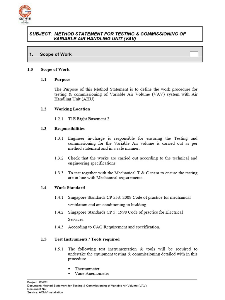 VAV Testing & Commissioning Guide | PDF | Electricity | Equipment