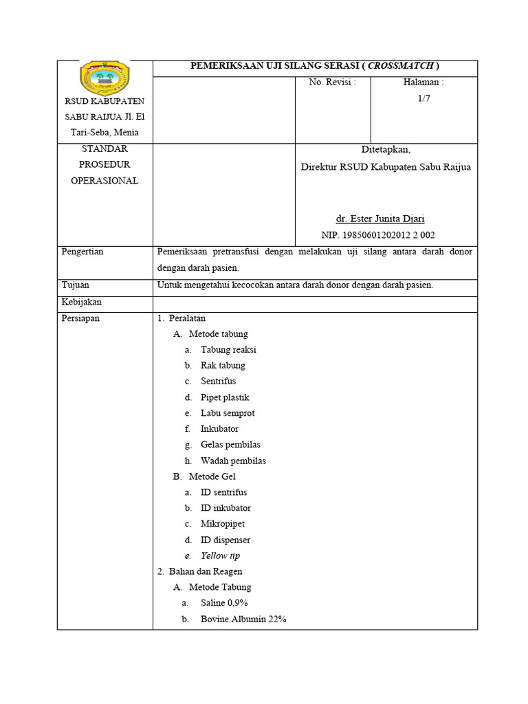 sPO Crossmatching Metode Gel Dan Tabung | PDF