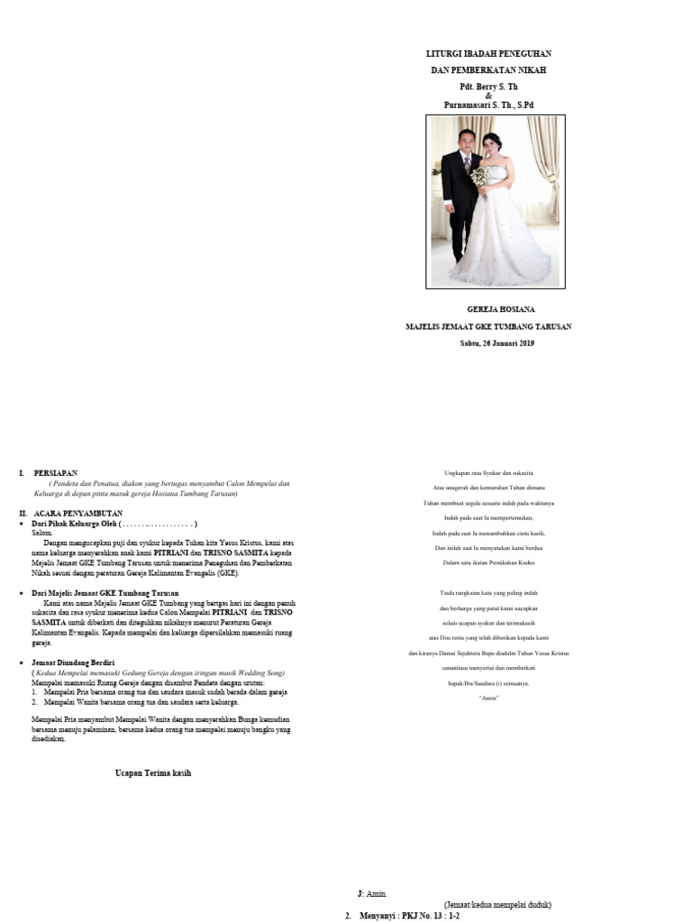 Liturgi Pemberkatan Nikah Kristen | PDF