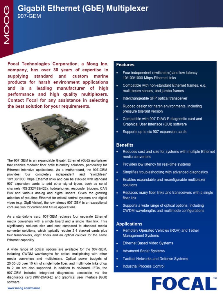 5 Mux Model-907-Gem | PDF | Ethernet | Wavelength Division Multiplexing
