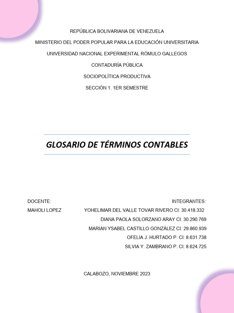 Glosario de 150 palabras contables | PDF | Contabilidad | Dinero