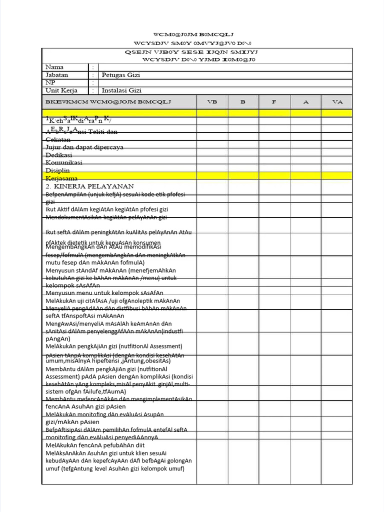 PDF Form Penilaian Kinerja Gizi | PDF