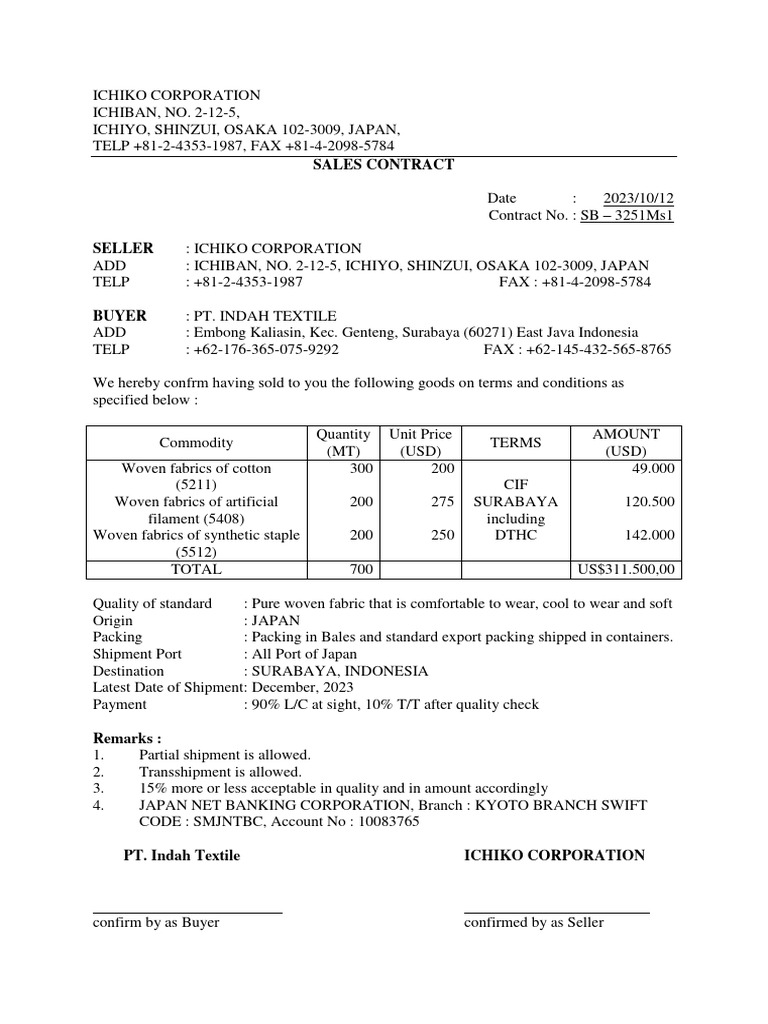 Sales Contract Ekspor Impor Pdf 