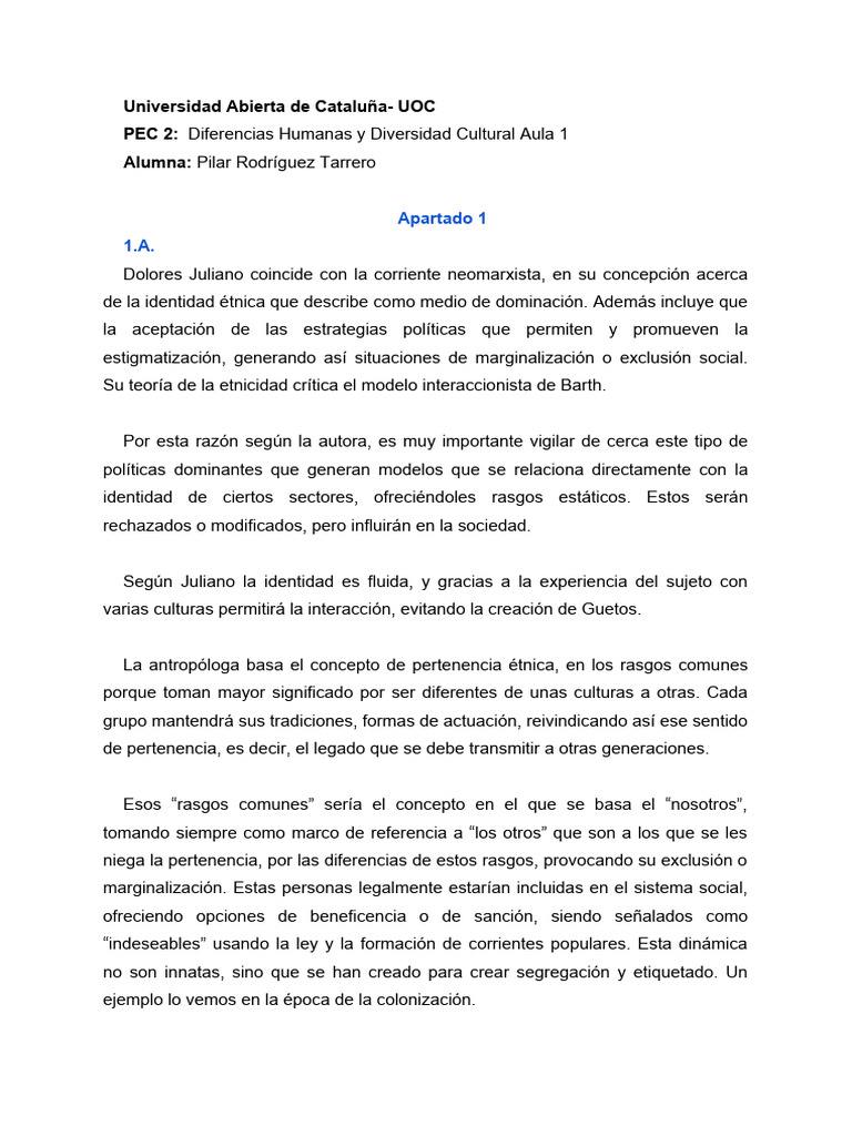 PEC 2 Diferencias Individuales UOC | PDF