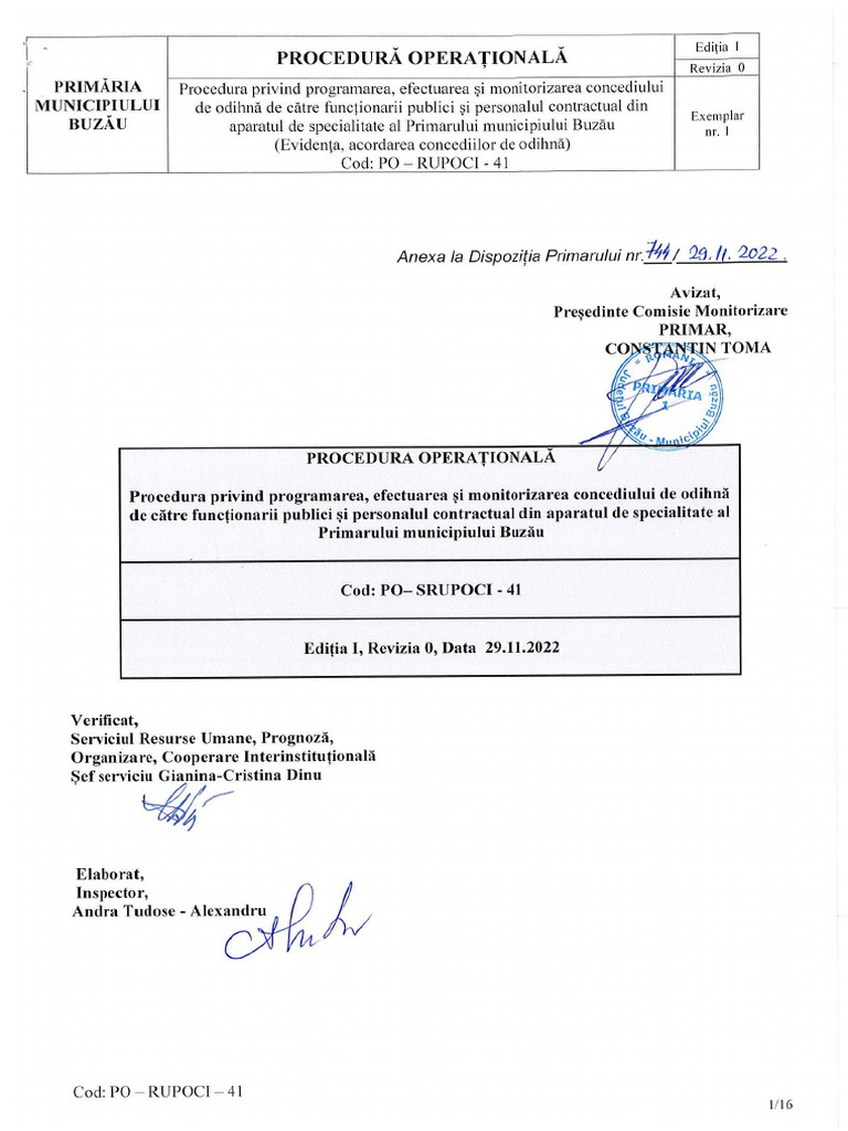 Procedura Sistem Concedii 2023 | PDF