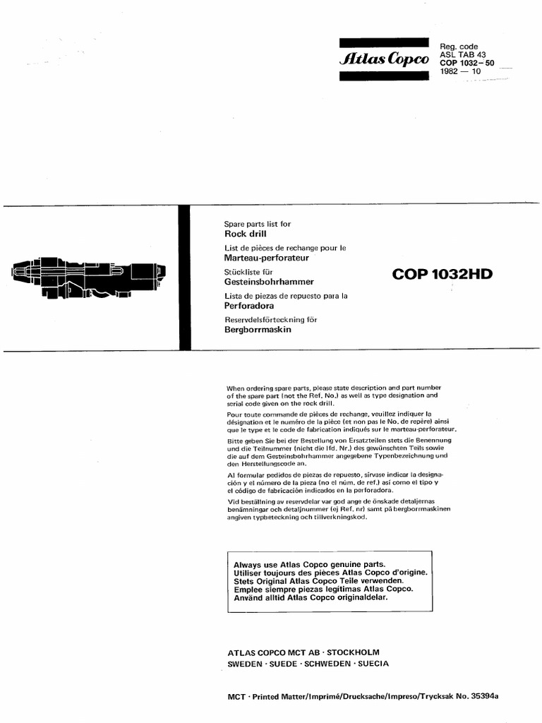 Catalog of Spare Part COP 1032HD | PDF