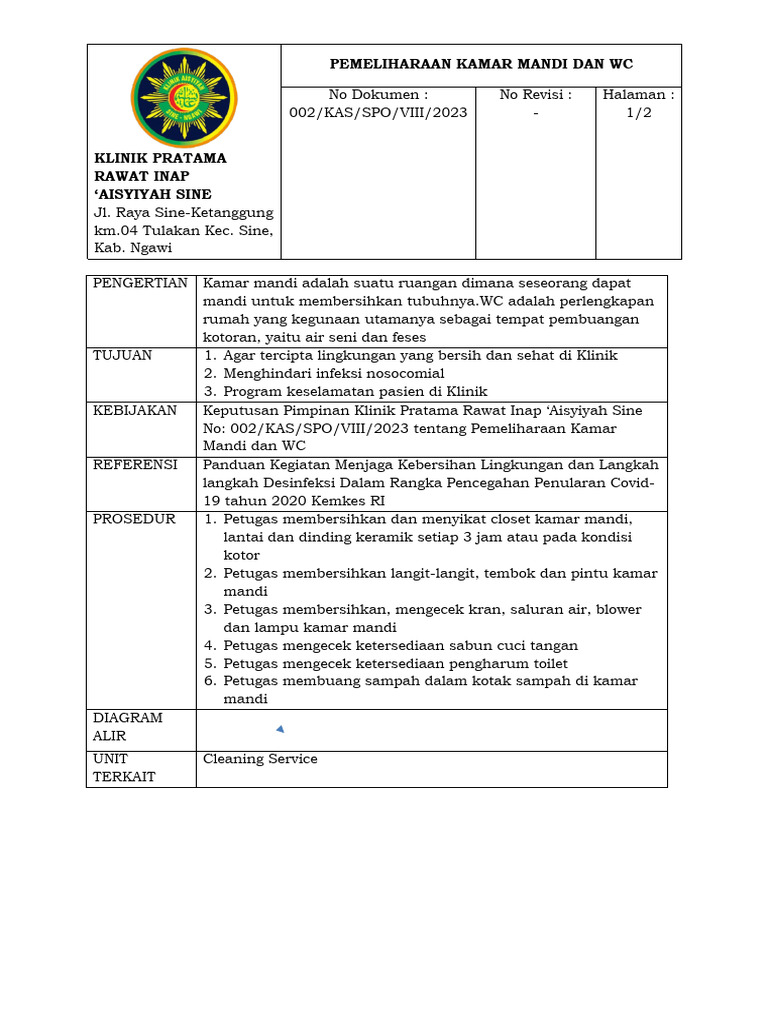002.spo Pemeliharaan Kamar Mandi Dan WC | PDF