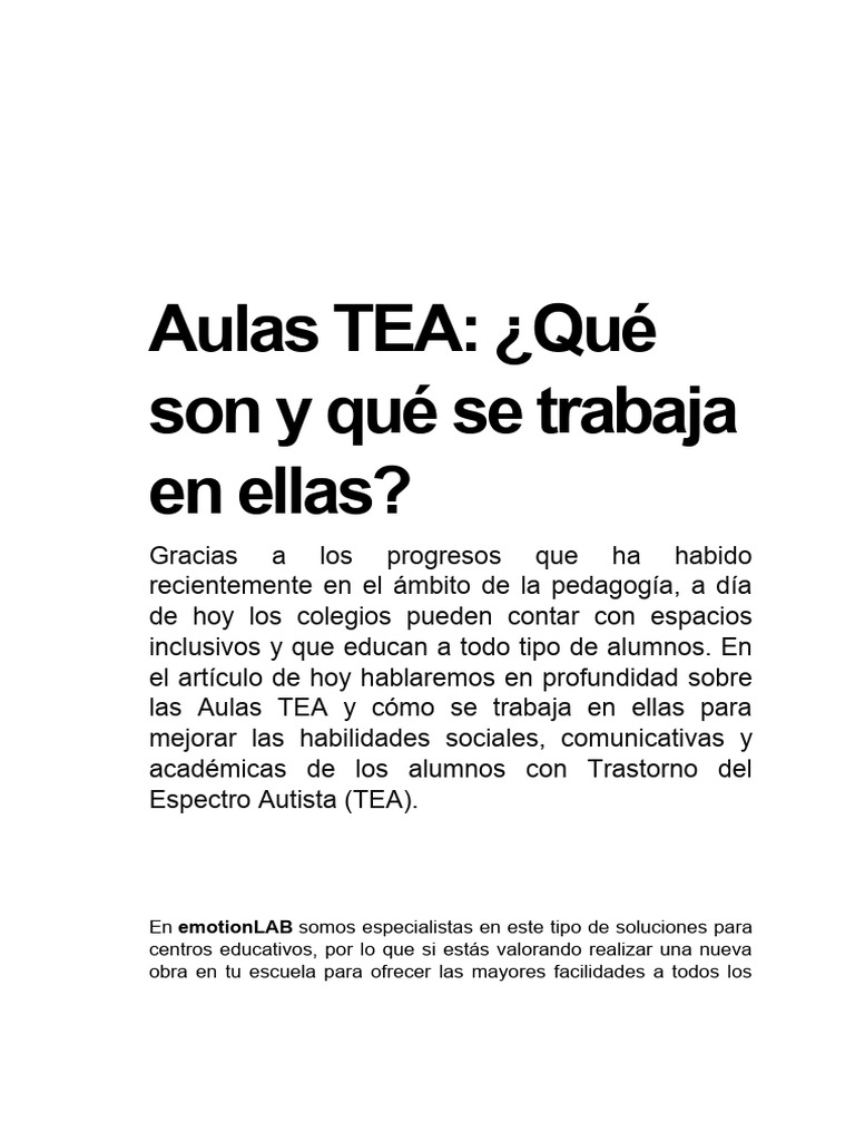 Aulas TEA | PDF | Espectro autista | Enseñando