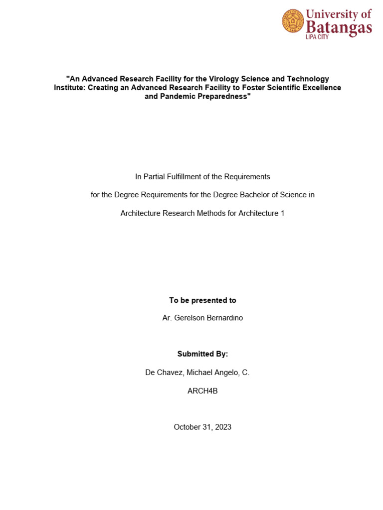Advanced Virology Research Facility Design | PDF | Methodology ...