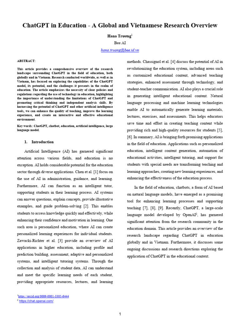 ChatGPT in Education - A Global and Vietnamese Research Overview - 7.13 ...