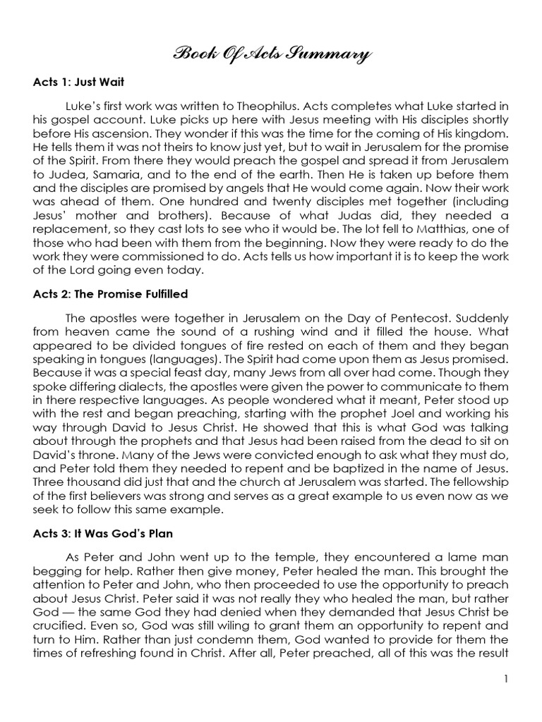 Book of Acts Summary | PDF | Paul The Apostle | Acts Of The Apostles