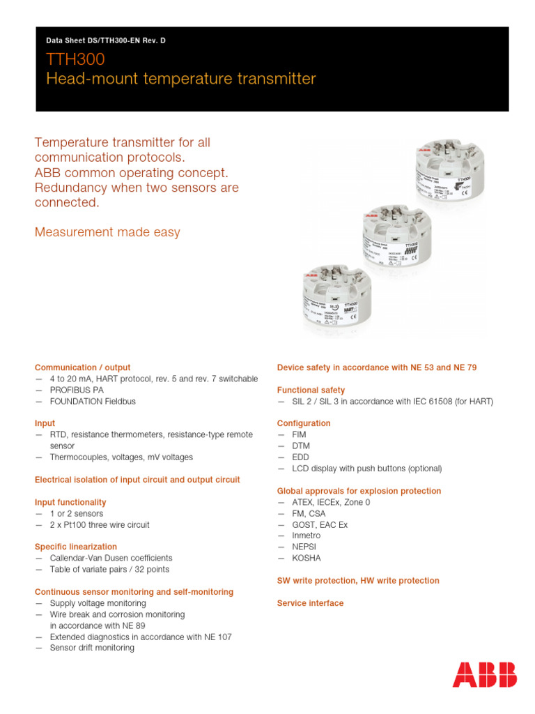 TTH300 | PDF | Sensor | Electricity