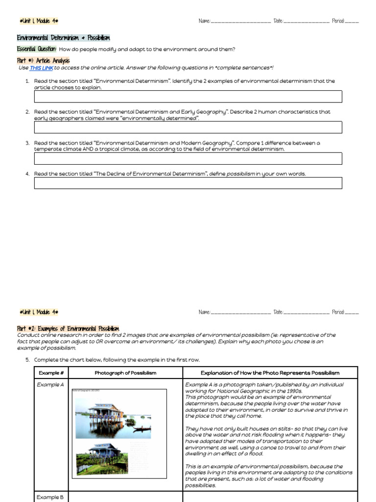 Environmental Determinism Possibilism | PDF