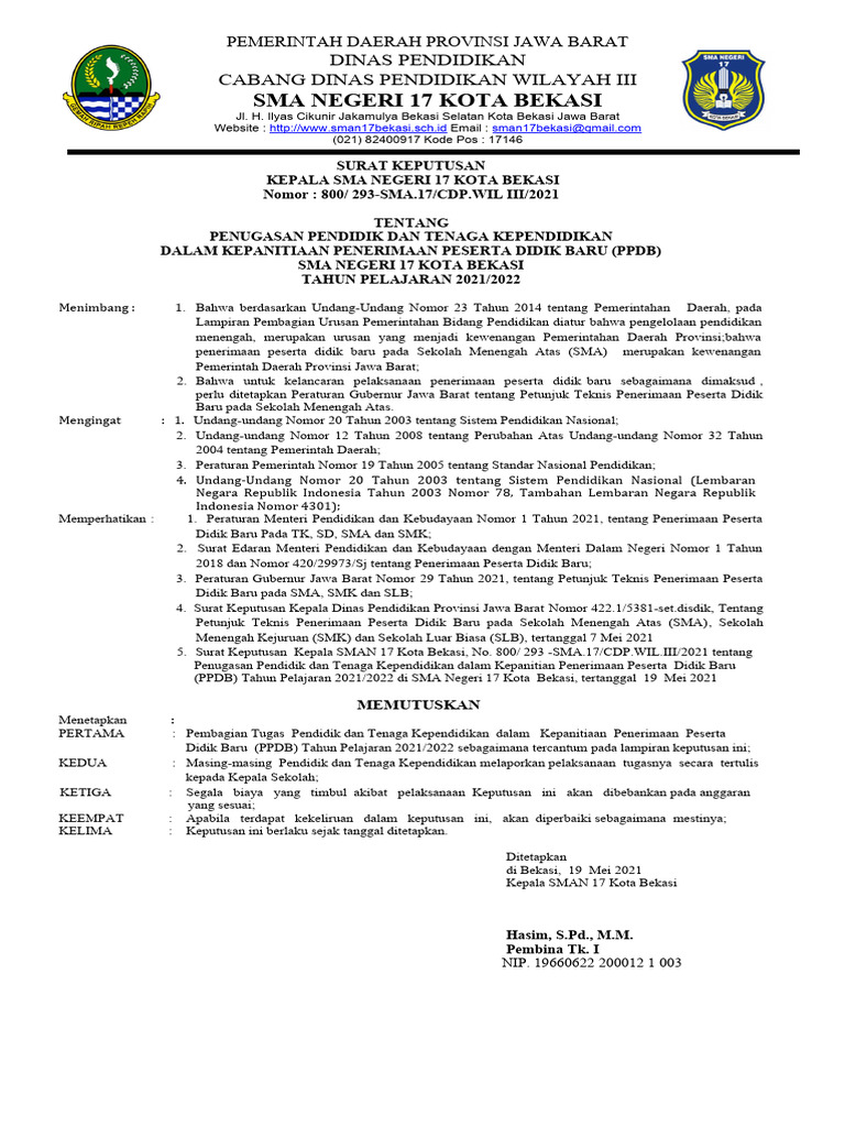 SK Panitia PPDB 2020 - 21 OK OK | PDF