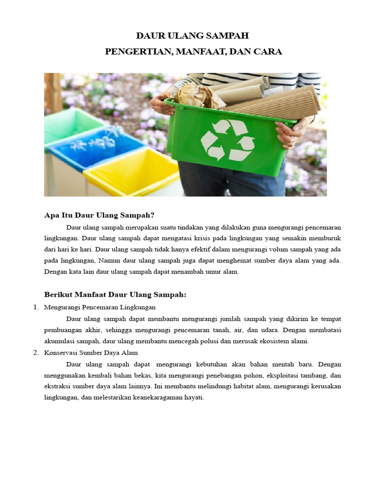Manfaat dan Cara Daur Ulang Sampah | PDF