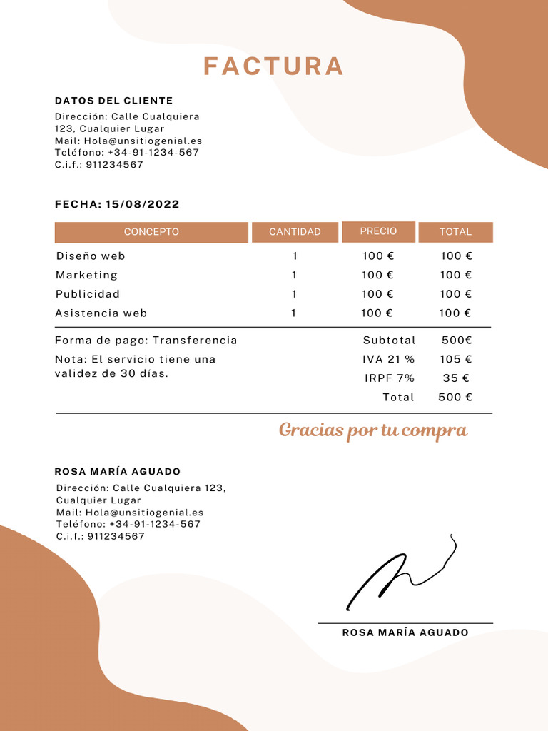 Factura Presupuesto Aesthetic Organic Beis | PDF