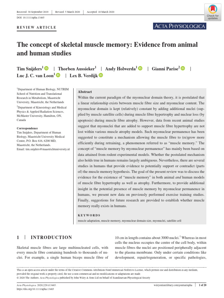 Snijder2020 The Concept of Skeletal Muscle Memory - Evidence From ...