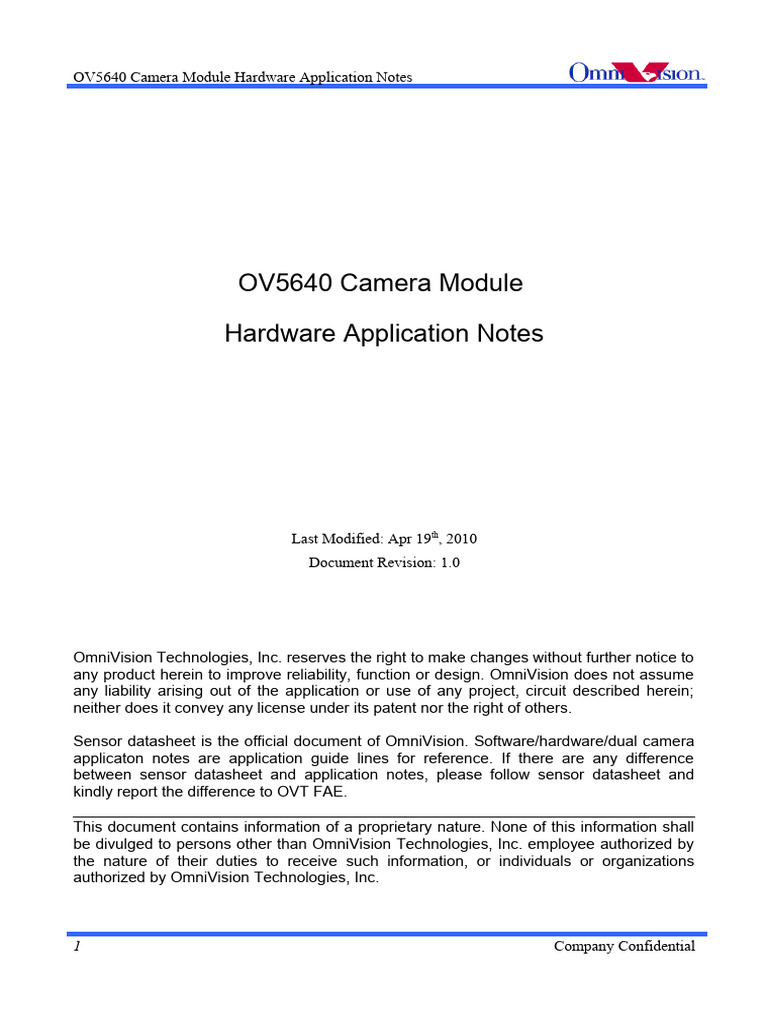 OV5640 Camera Module Hardware Application Notes R1.0英文手册 | Download ...