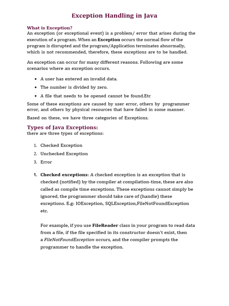 Exception Handling Pdf Method Computer Programming Class 9651