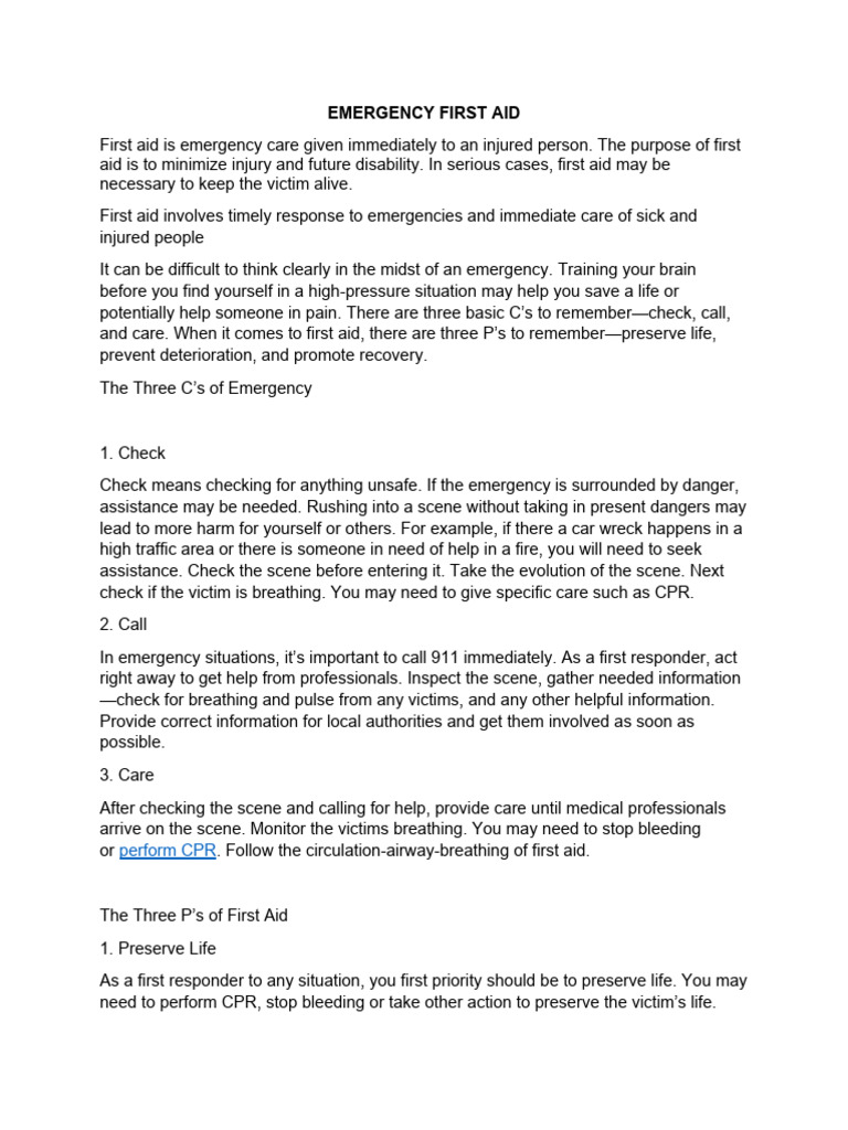 Emergency First Aid | PDF