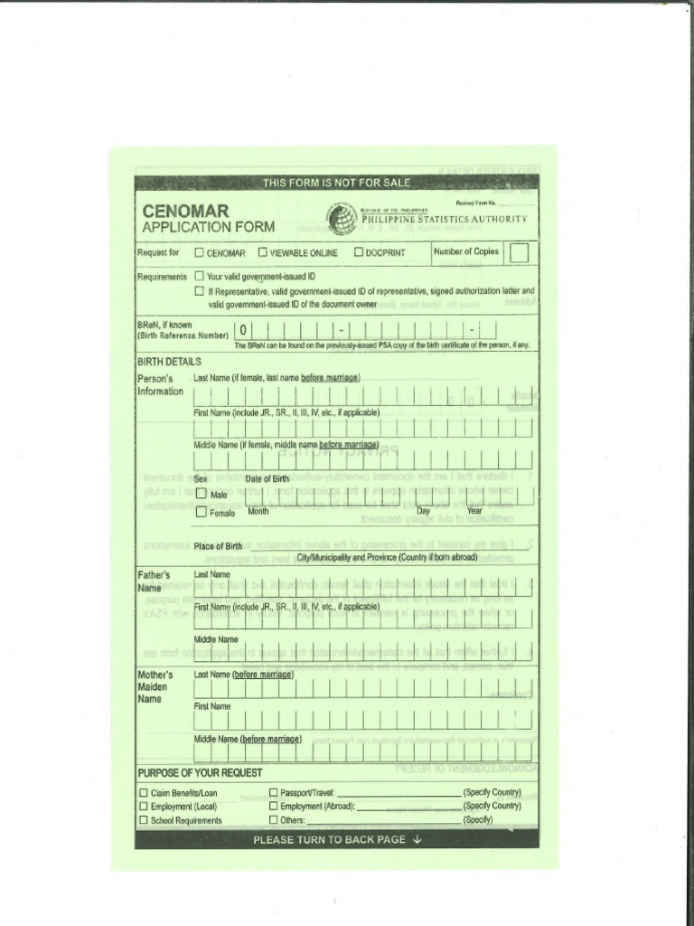 CENOMAR Application Form | PDF
