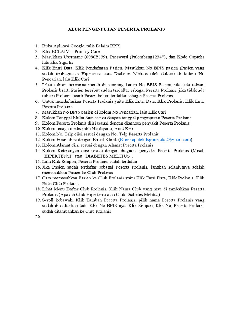 Alur Penginputan Peserta Prolanis | PDF | Kesehatan Holistik