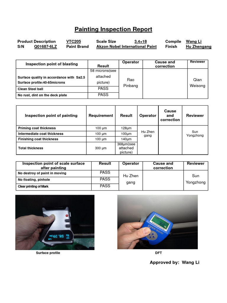 Attachment 6-Painting Inspection Report | PDF
